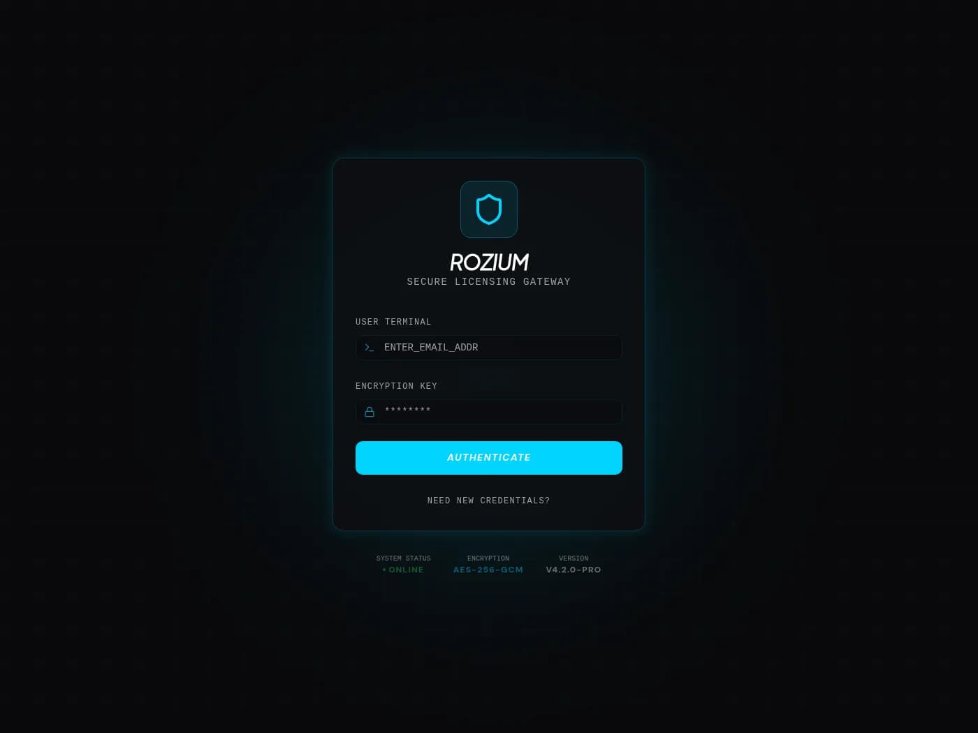 Rozium License Panel