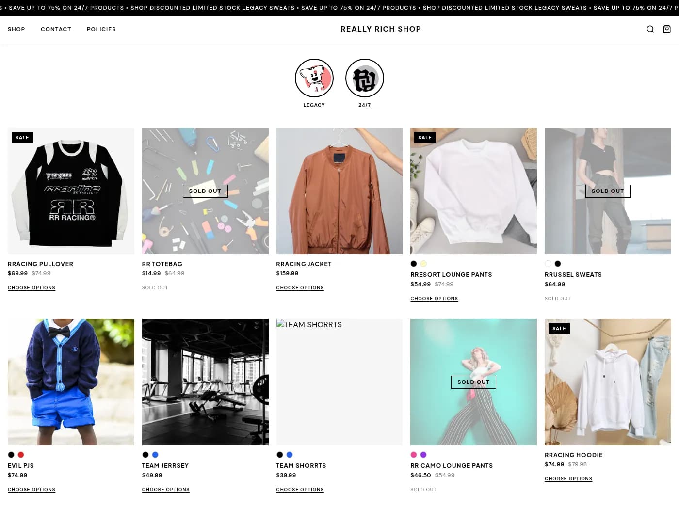 RR Online Store Clone