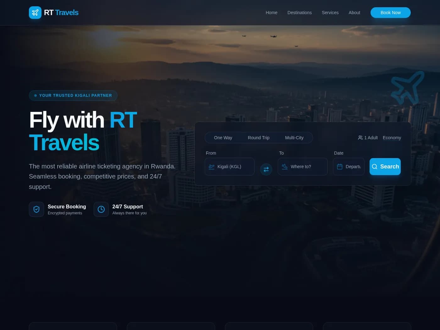 RT Travels Landing Page
