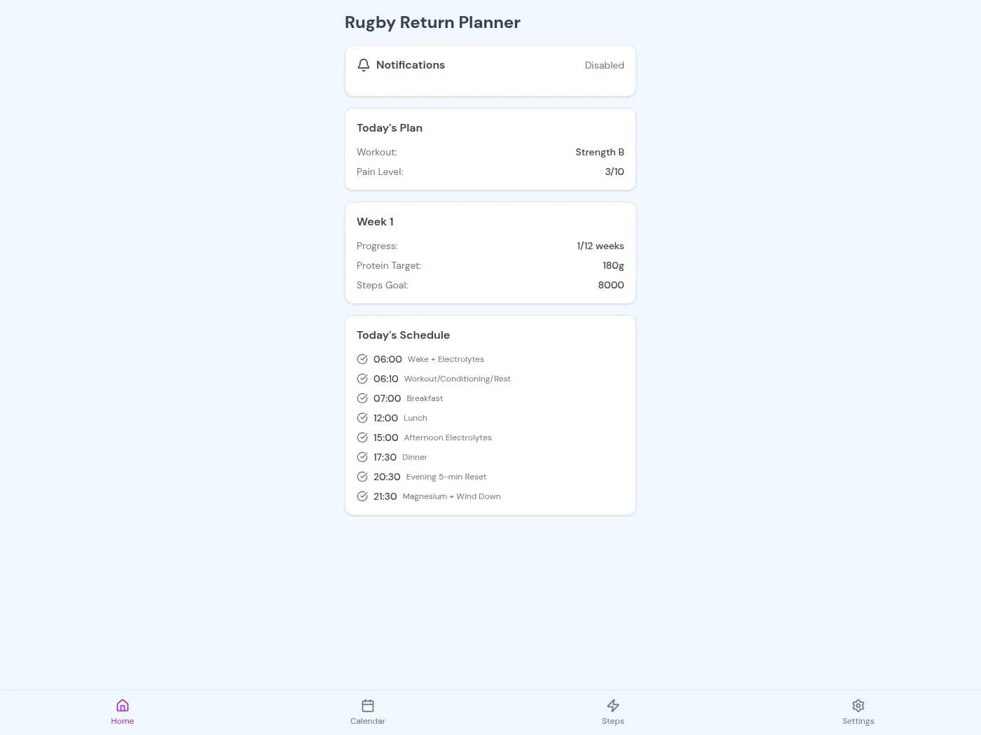 Rugby Return Planner Plus