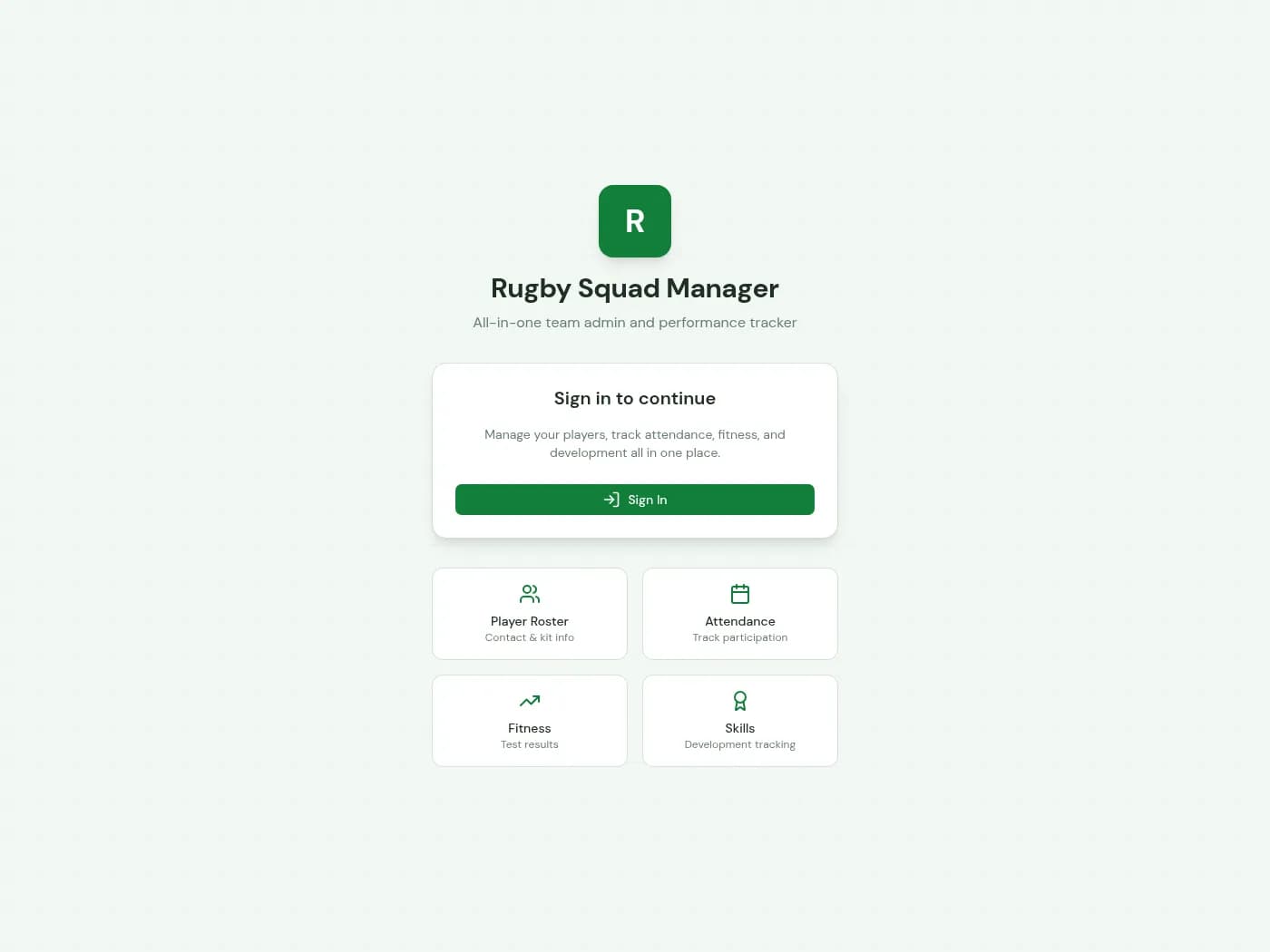 Rugby Squad Manager