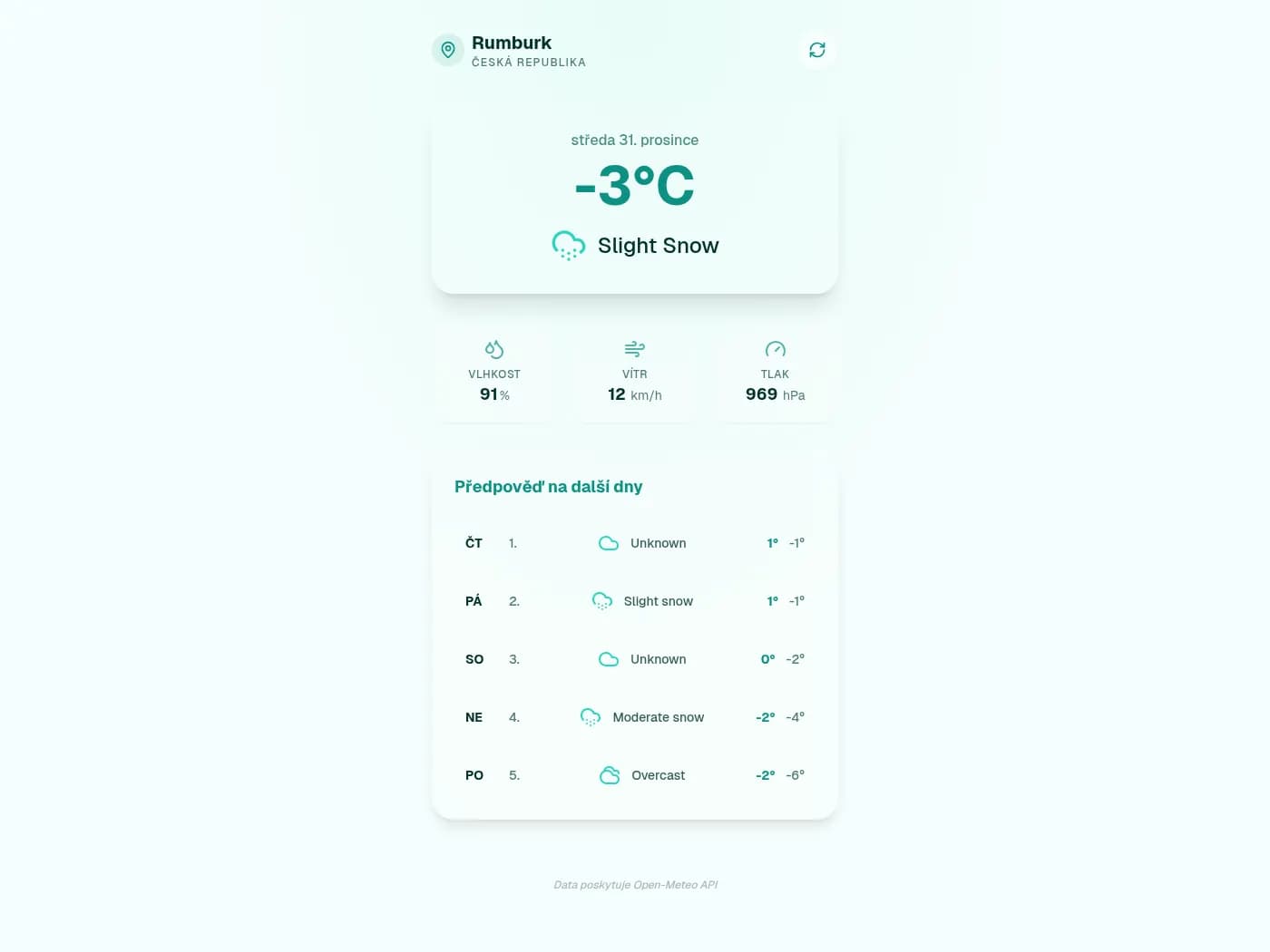 Rumburk Weather App