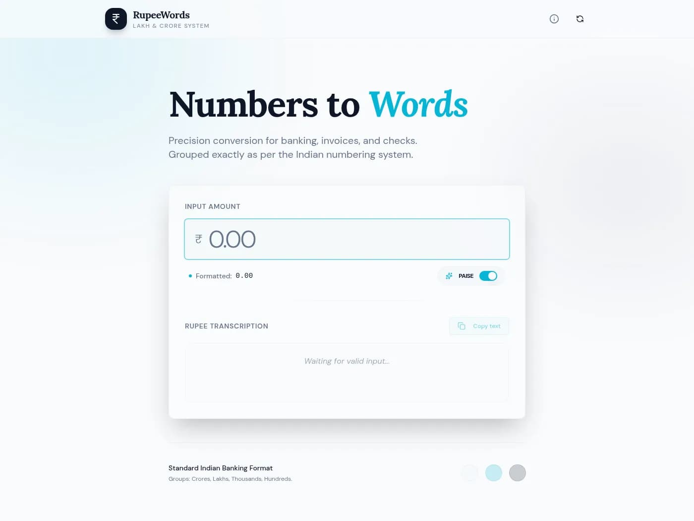 Rupee Text Converter