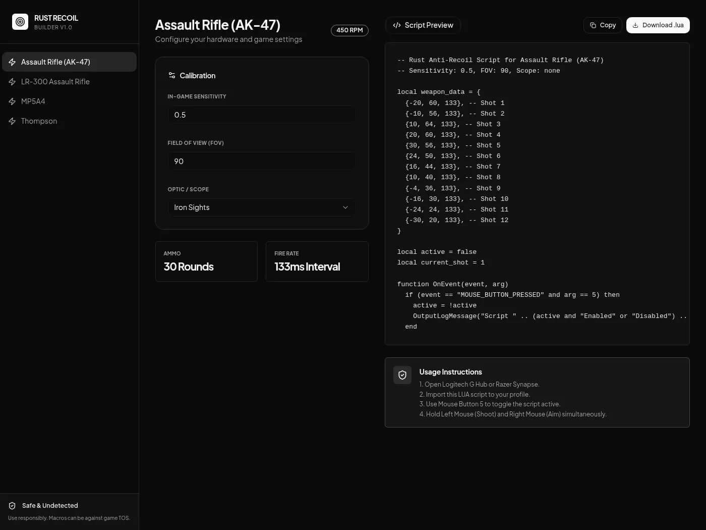 Rust Recoil Script Builder