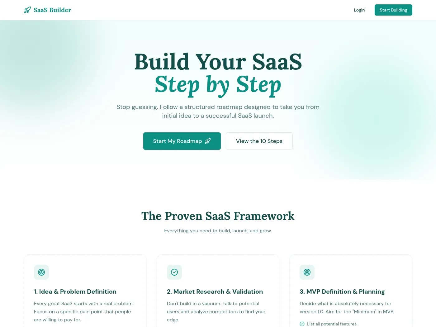 SaaS Builder Steps