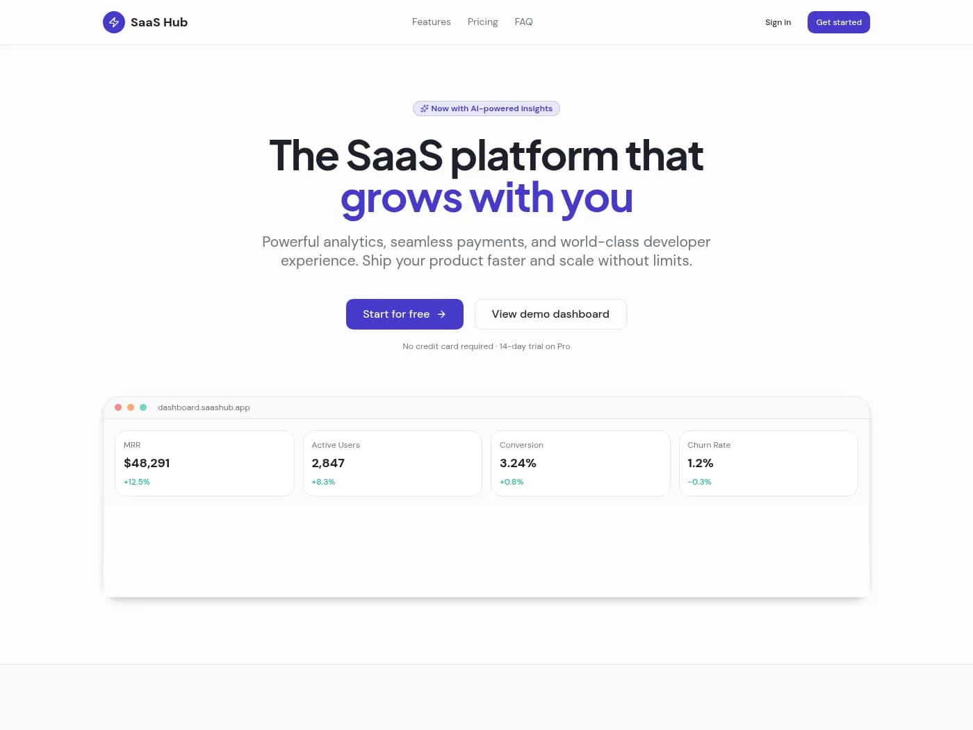 SaaS Hub Dashboard