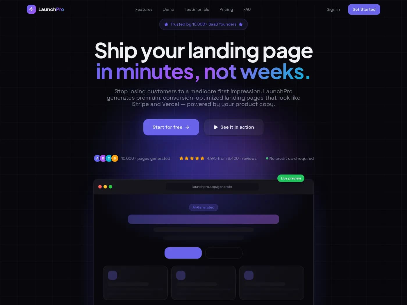 SaaS Landing Page Pro