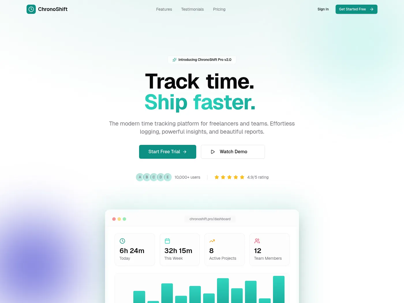 Time Tracker Template | Simple Time Tracking SaaS | Blink