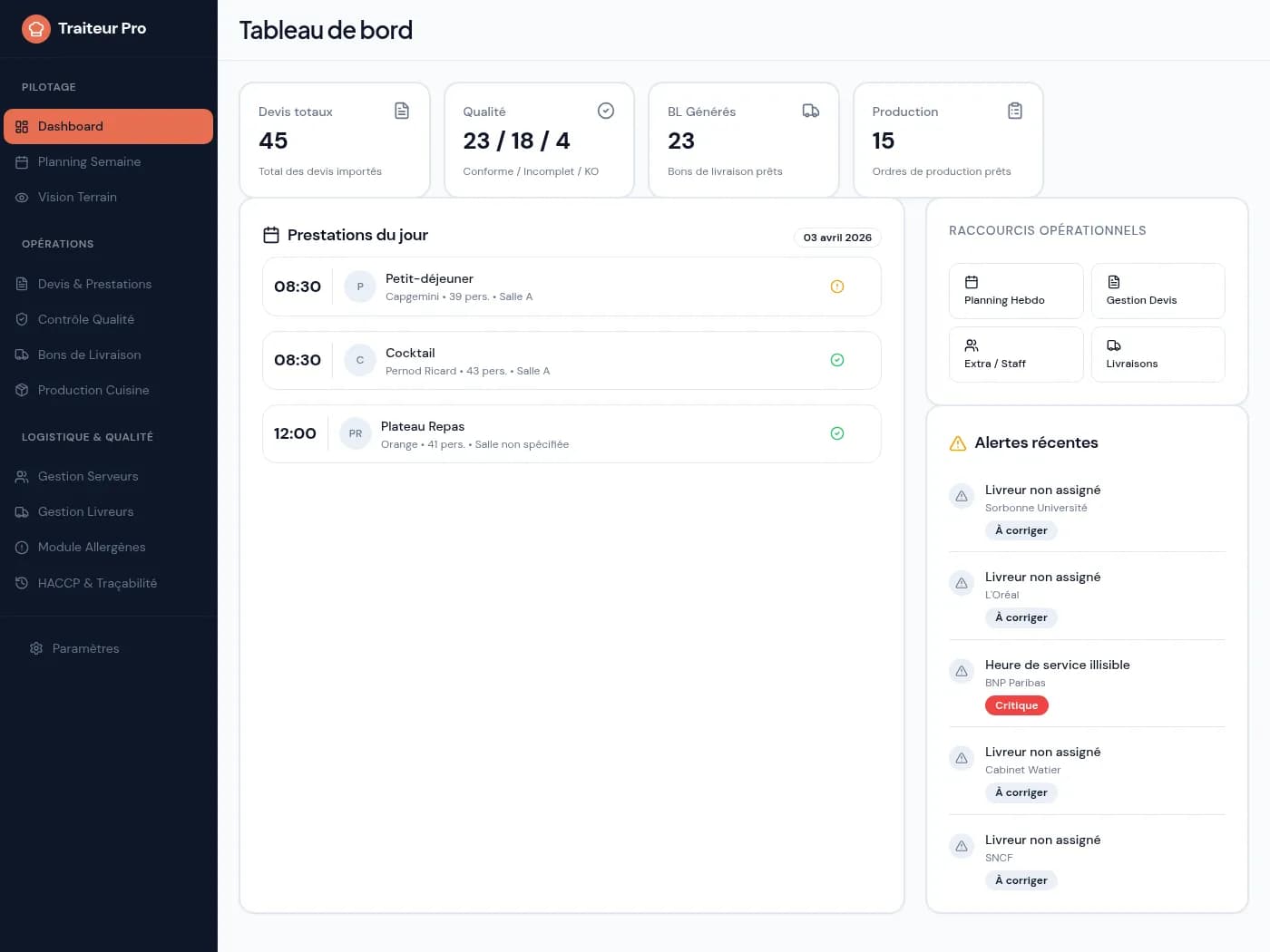 SaaS Traiteur Premium