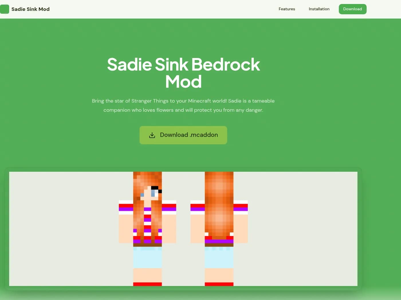 Sadie Sink Bedrock Mod