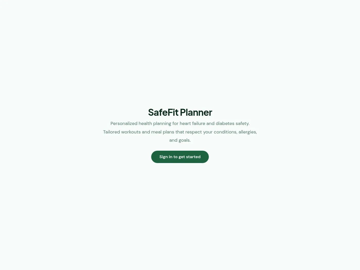 SafeFit Health Planner
