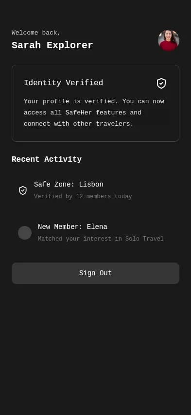 SafeHer Travel Safety App