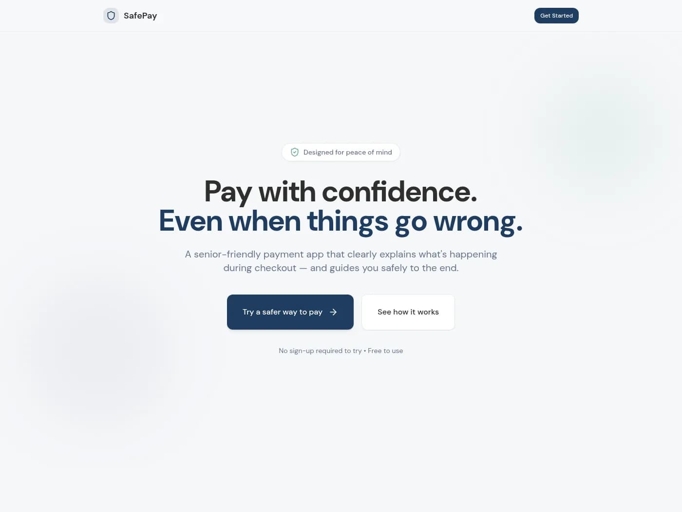 SafePay Landing Page