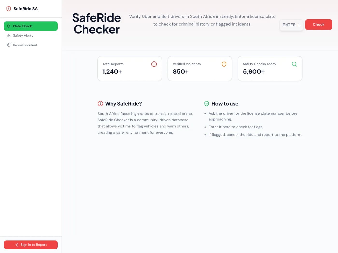 SafeRide Checker