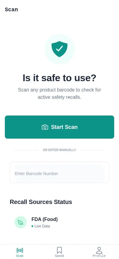 SafeScan Barcode Recall App