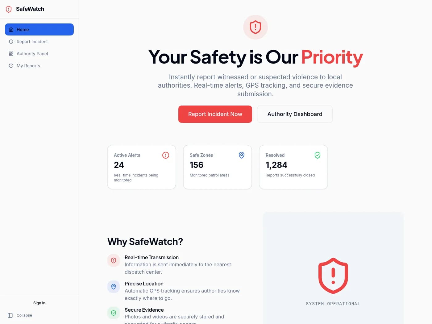 SafeWatch Report App