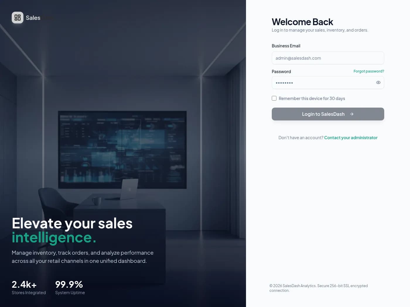 SalesDash Login Portal