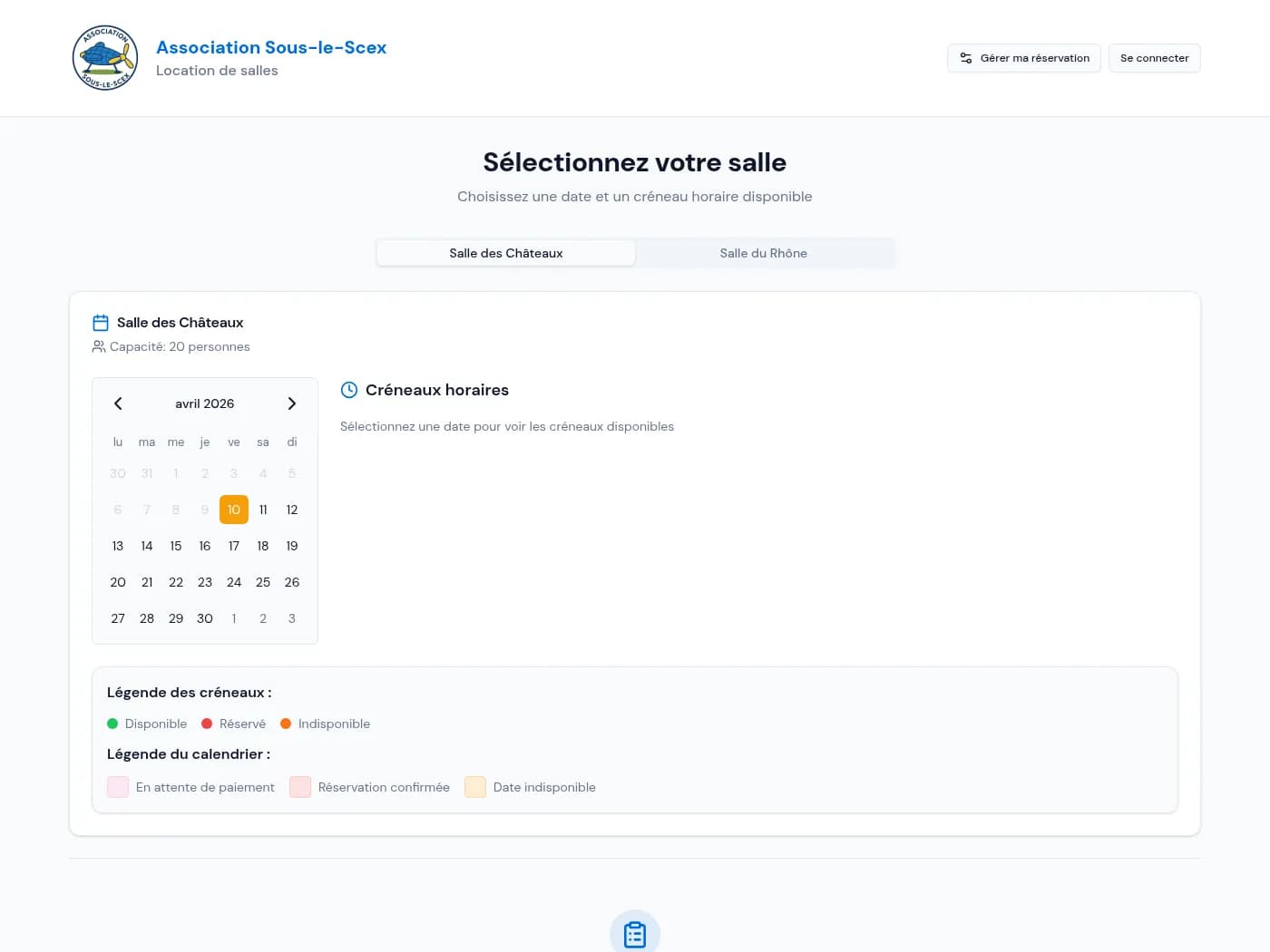 Location des salles Châteaux et Rhône
