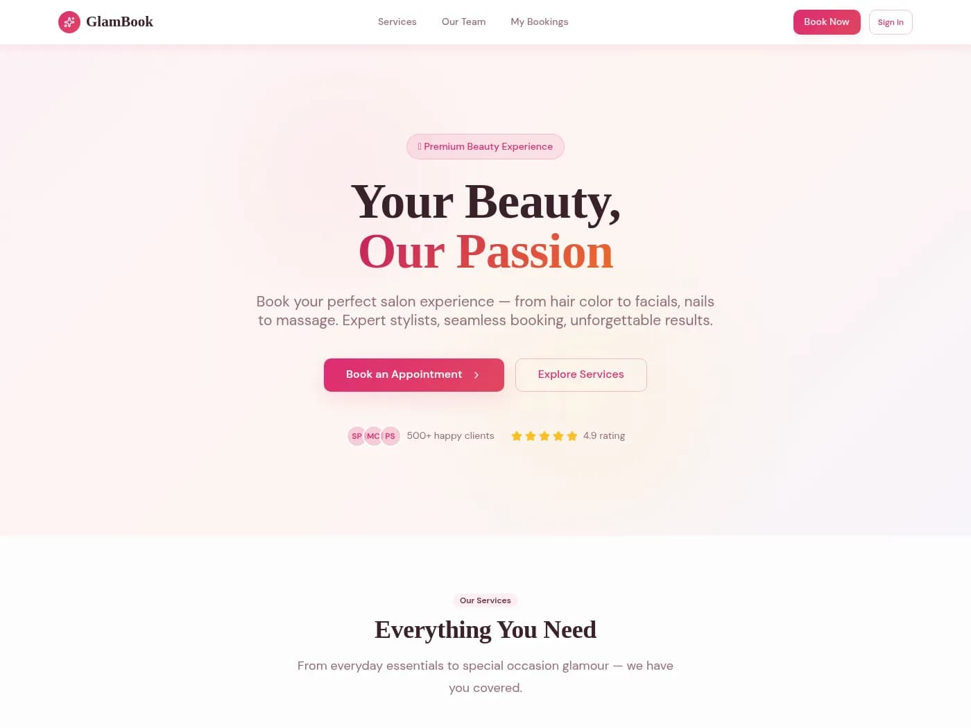 GlamBook Scheduler