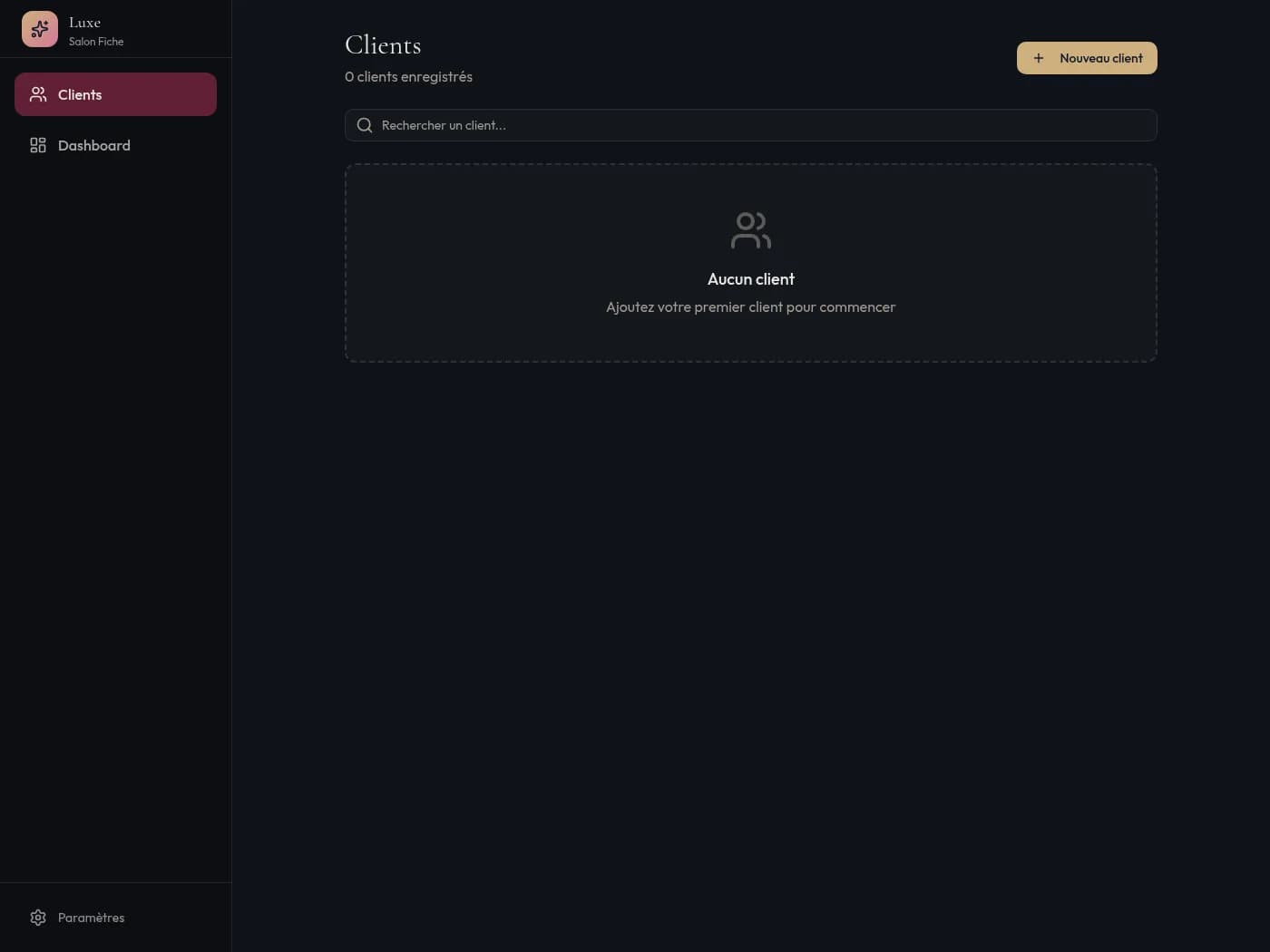 Luxe Salon Fiche App