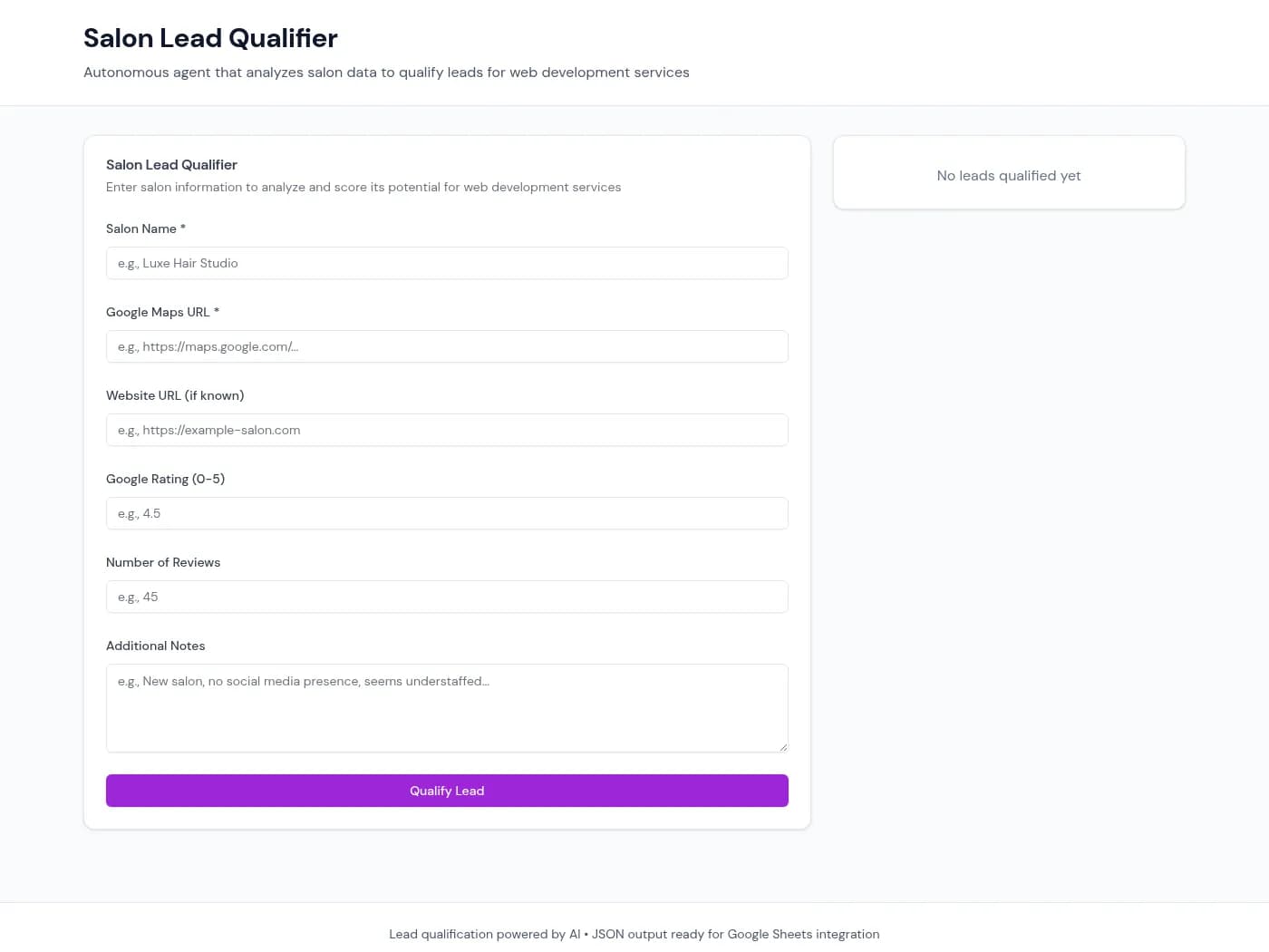 Salon Lead Qualifier