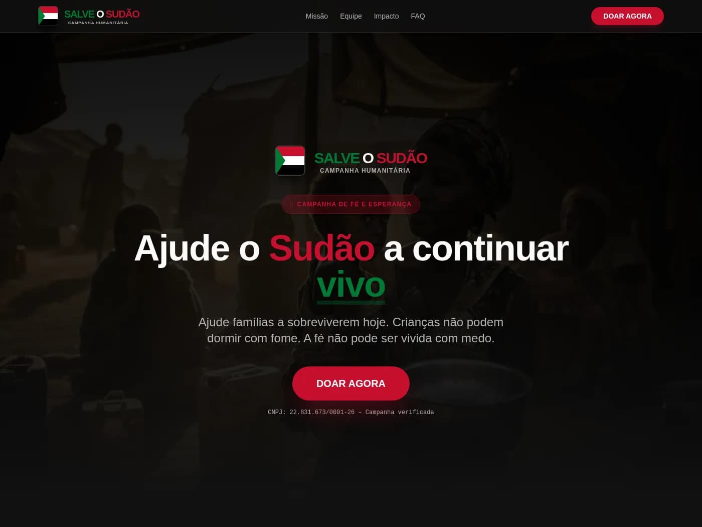 Salve o Sudão Landing Page