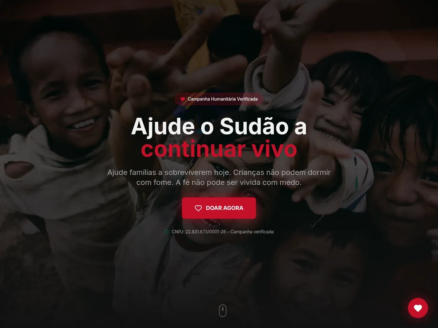 Salve o Sudão Landing Page