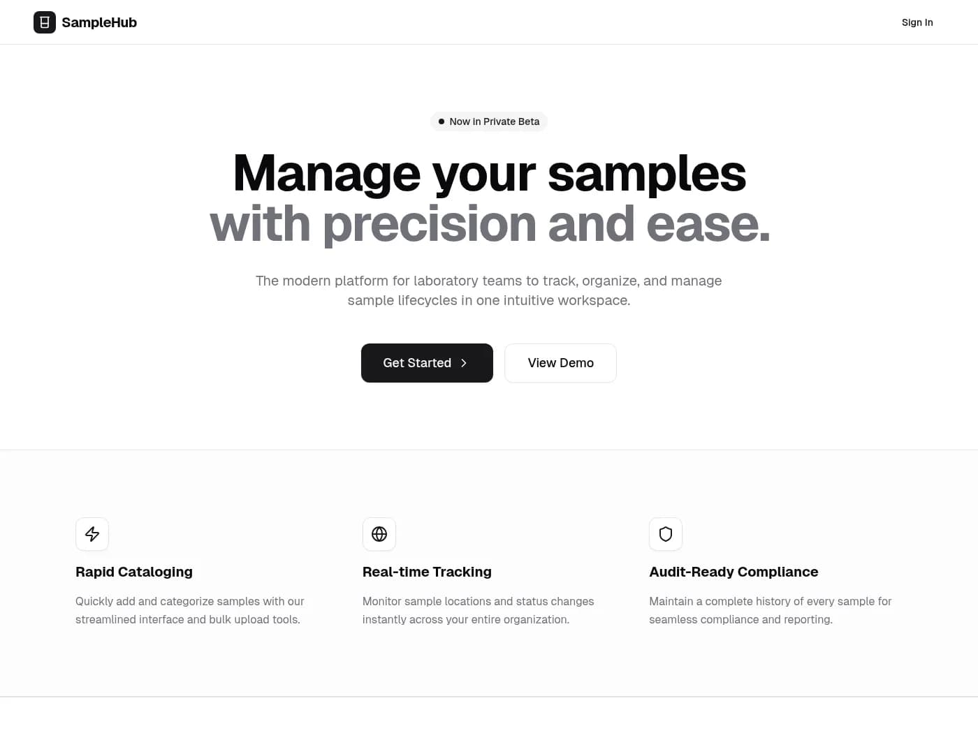 Sample Manager Hub