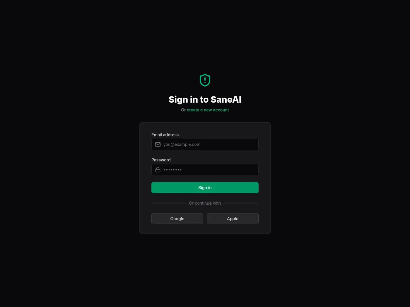 SaneAI Dashboard