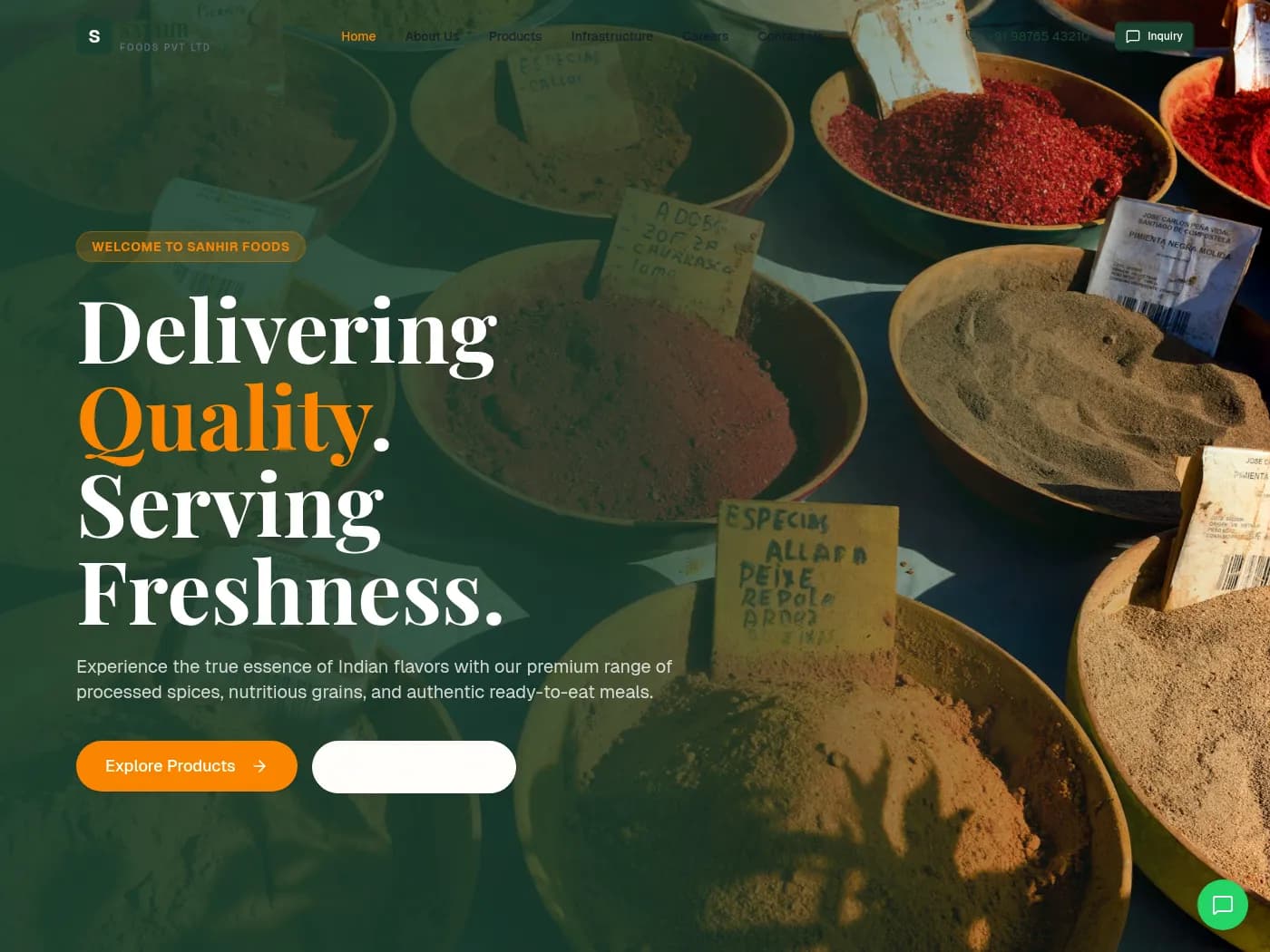 Sanhir Foods Website