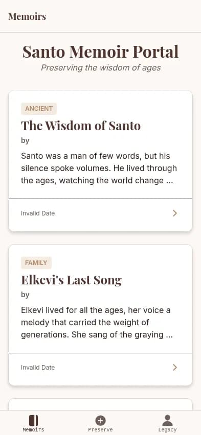 Santo Memoir Portal