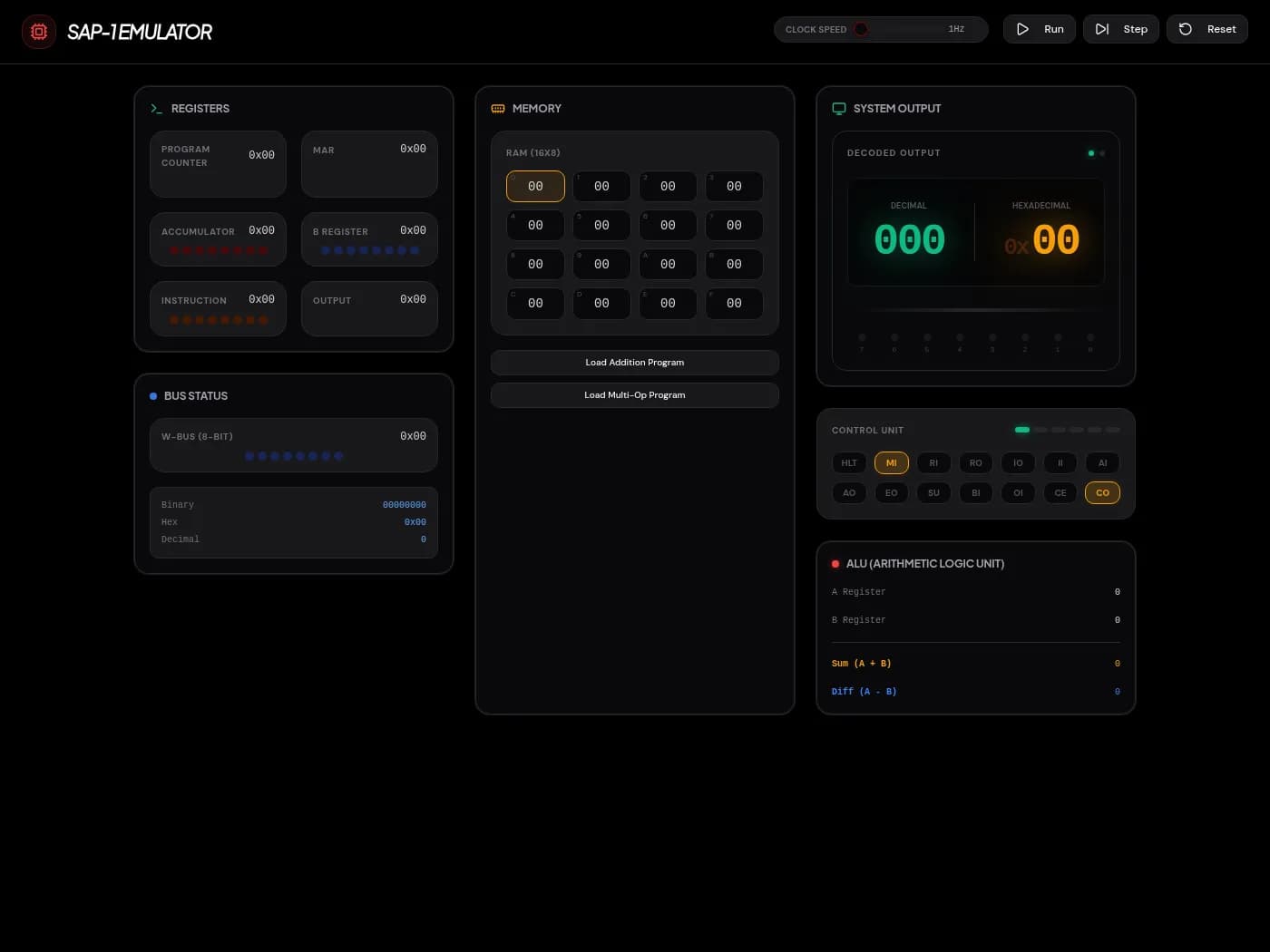 SAP-1 Web Emulator