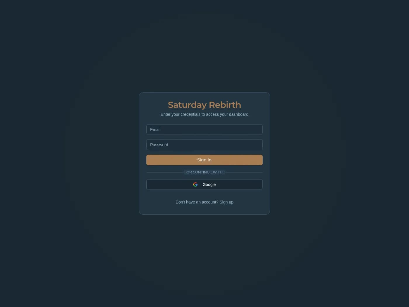 Saturday Rebirth Dashboard