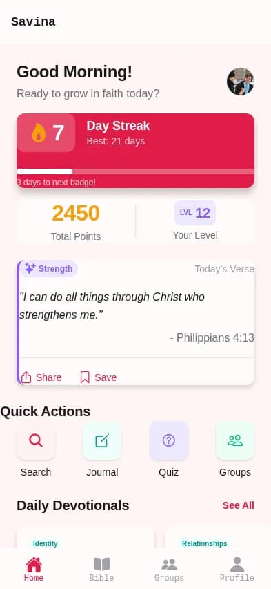 Savina Bible Study App