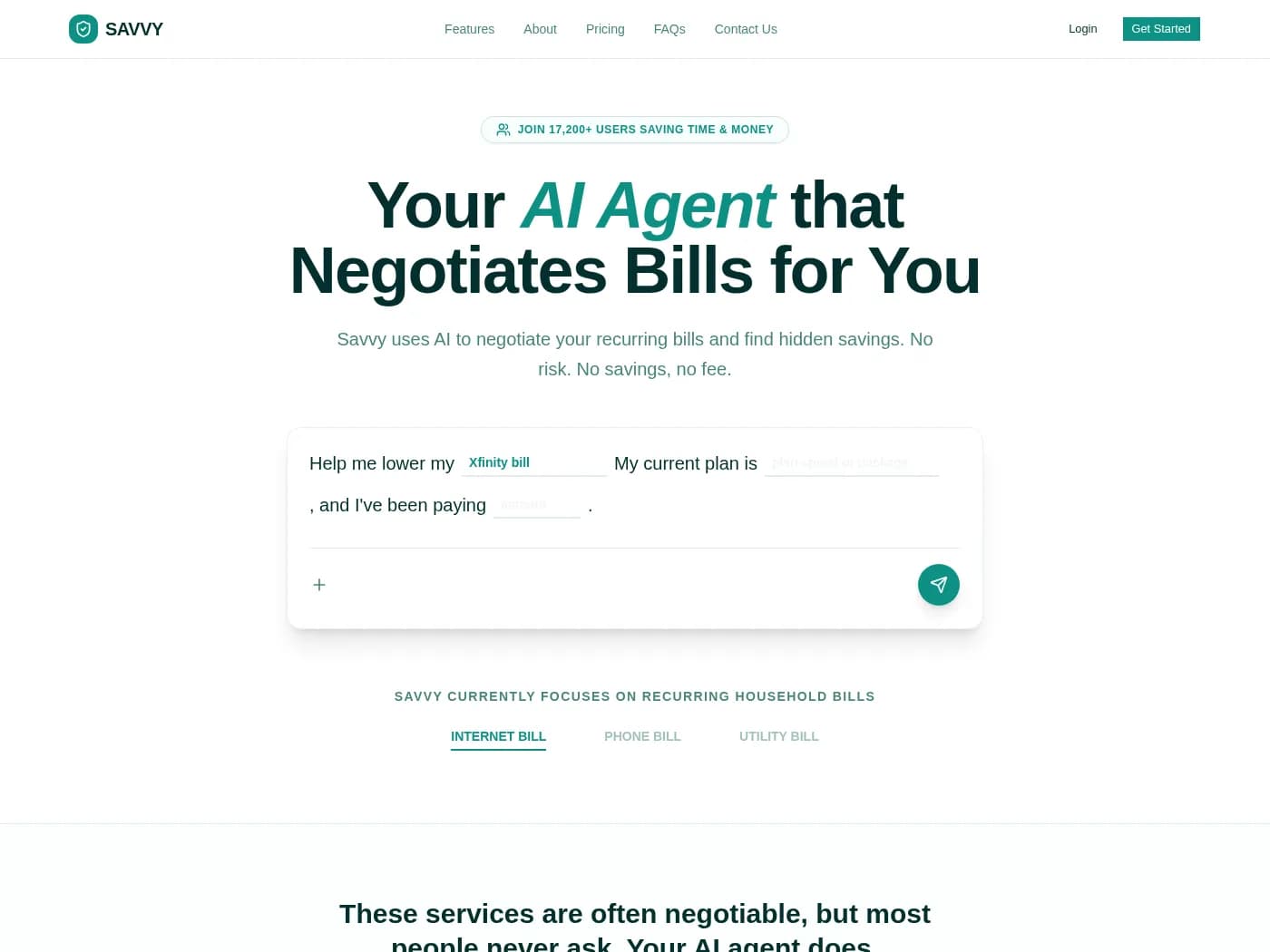 Savvy Bill Negotiator