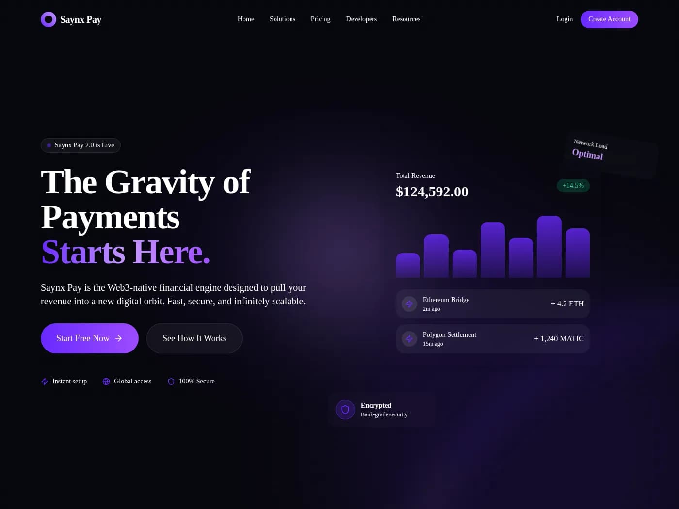 Saynx Pay Web3 Landing
