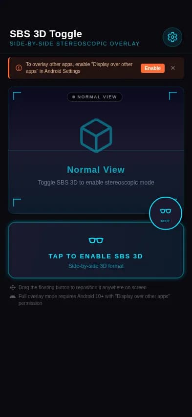 SBS 3D Toggle Overlay