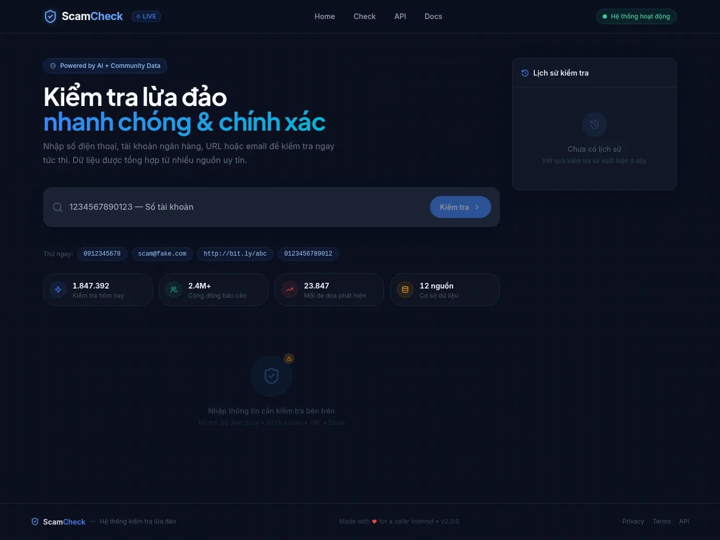 ScamCheck Web Dashboard
