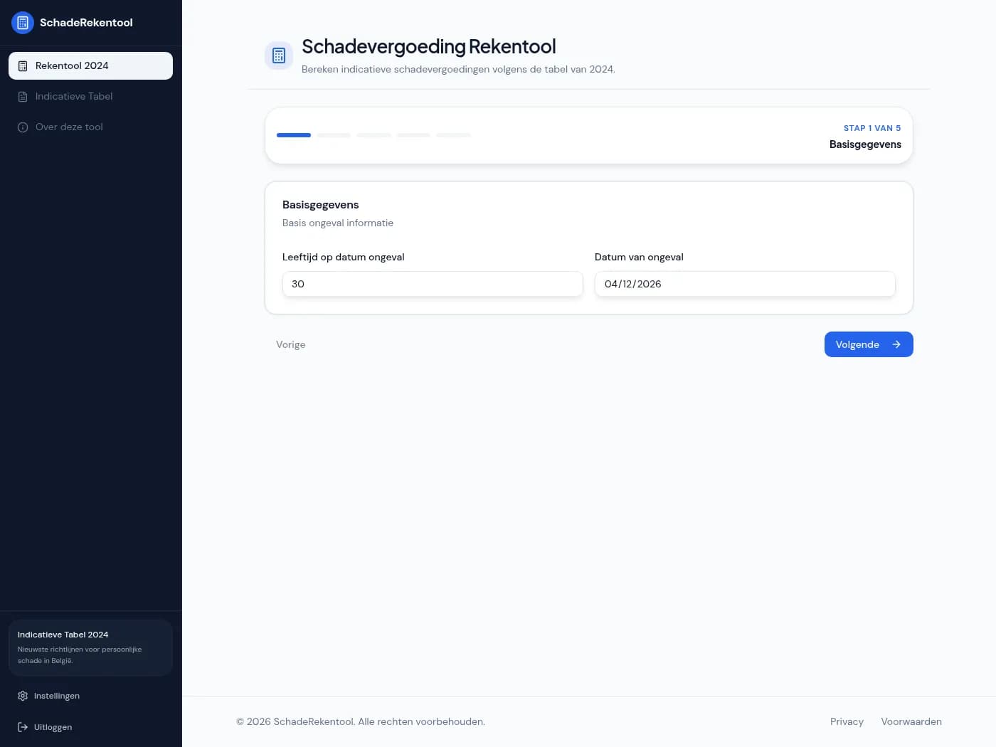 Schadevergoeding Rekentool