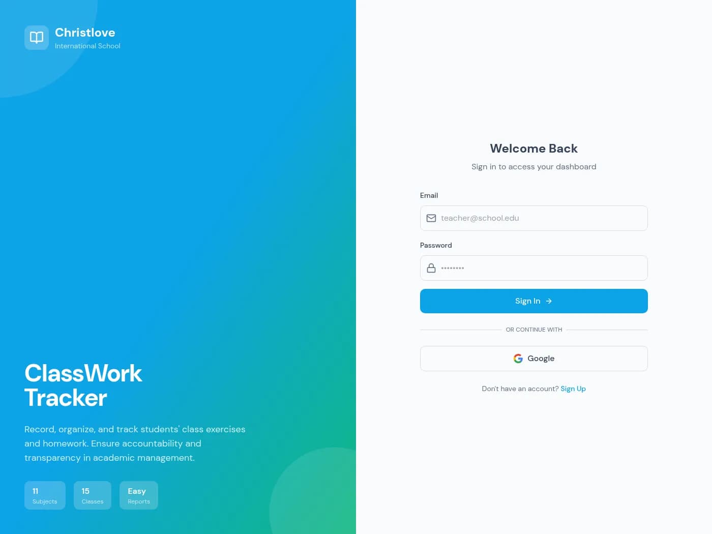 ClassWork Tracker School App
