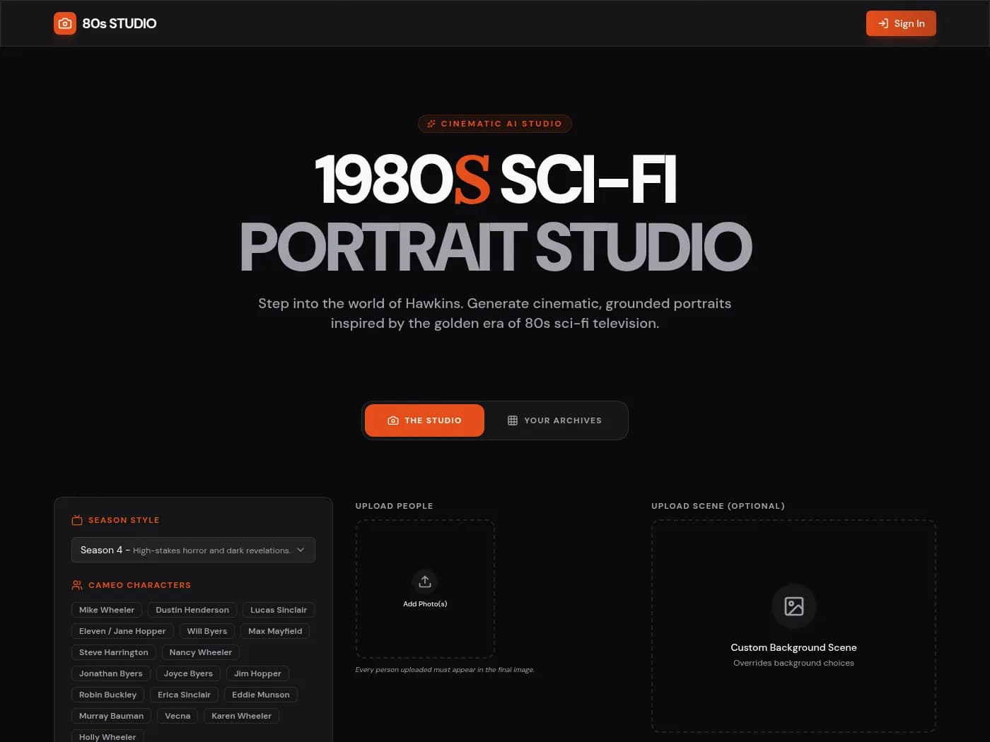 1980s Sci-Fi Portrait Studio