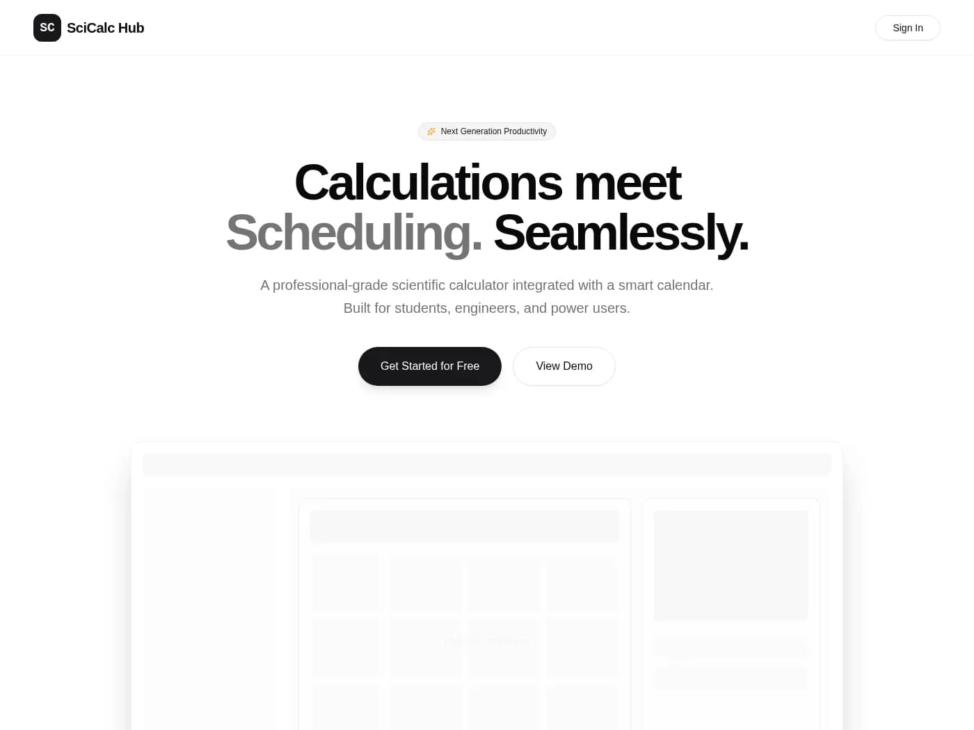 SciCalc Calendar Hub
