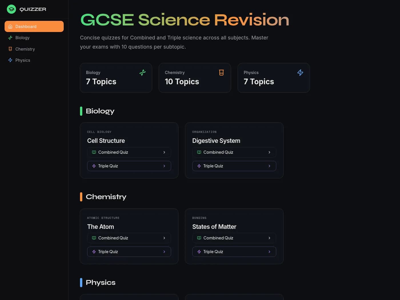 Dual Science Quizzer