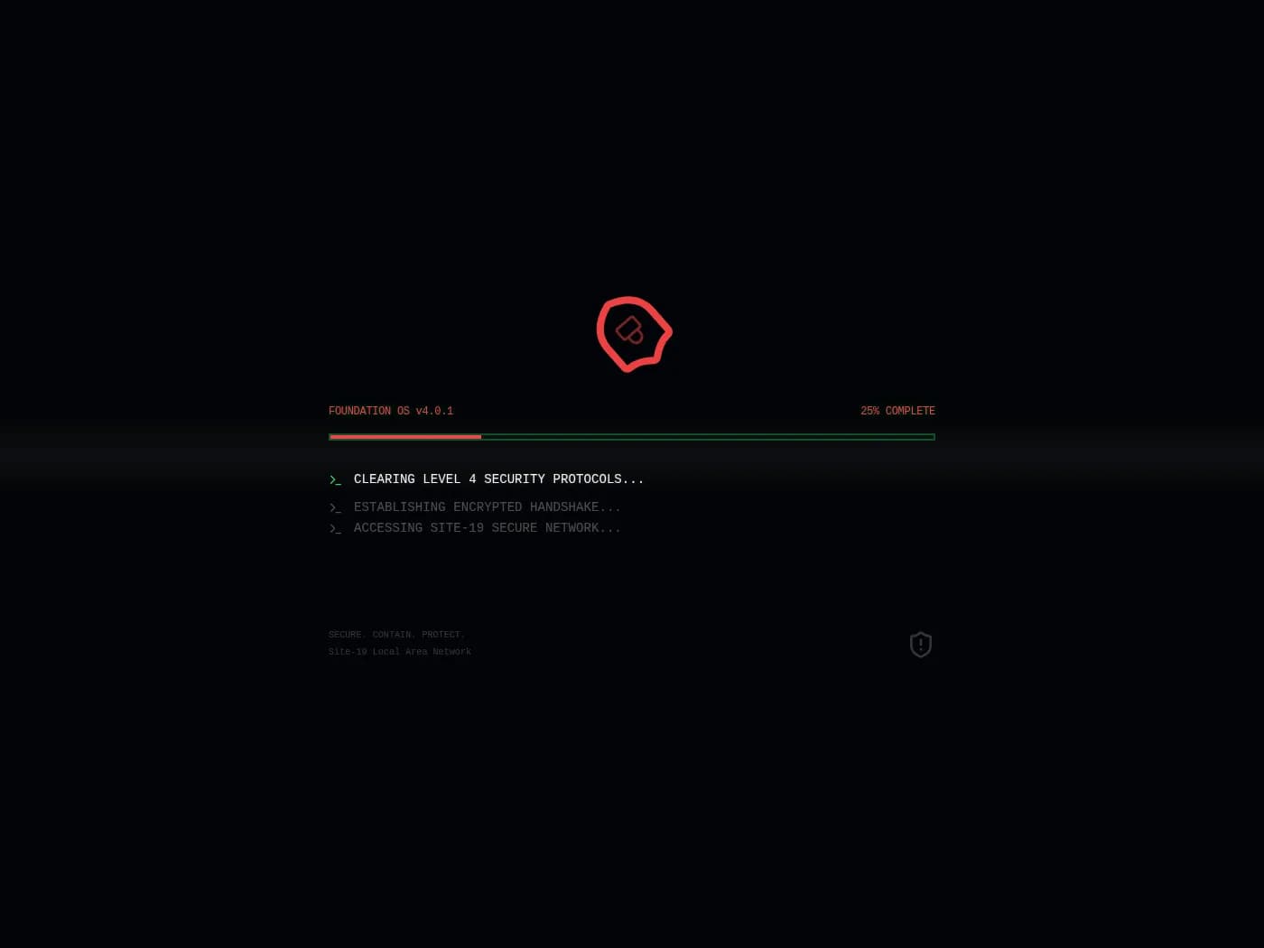 SCP Startup Screen
