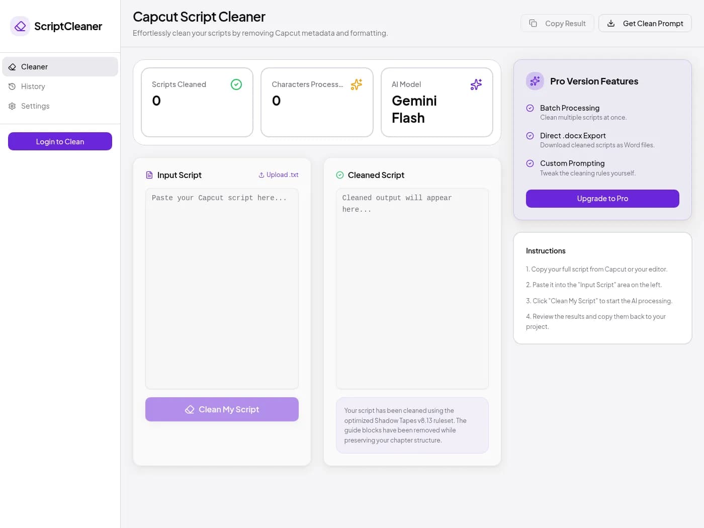 Capcut Script Cleaner