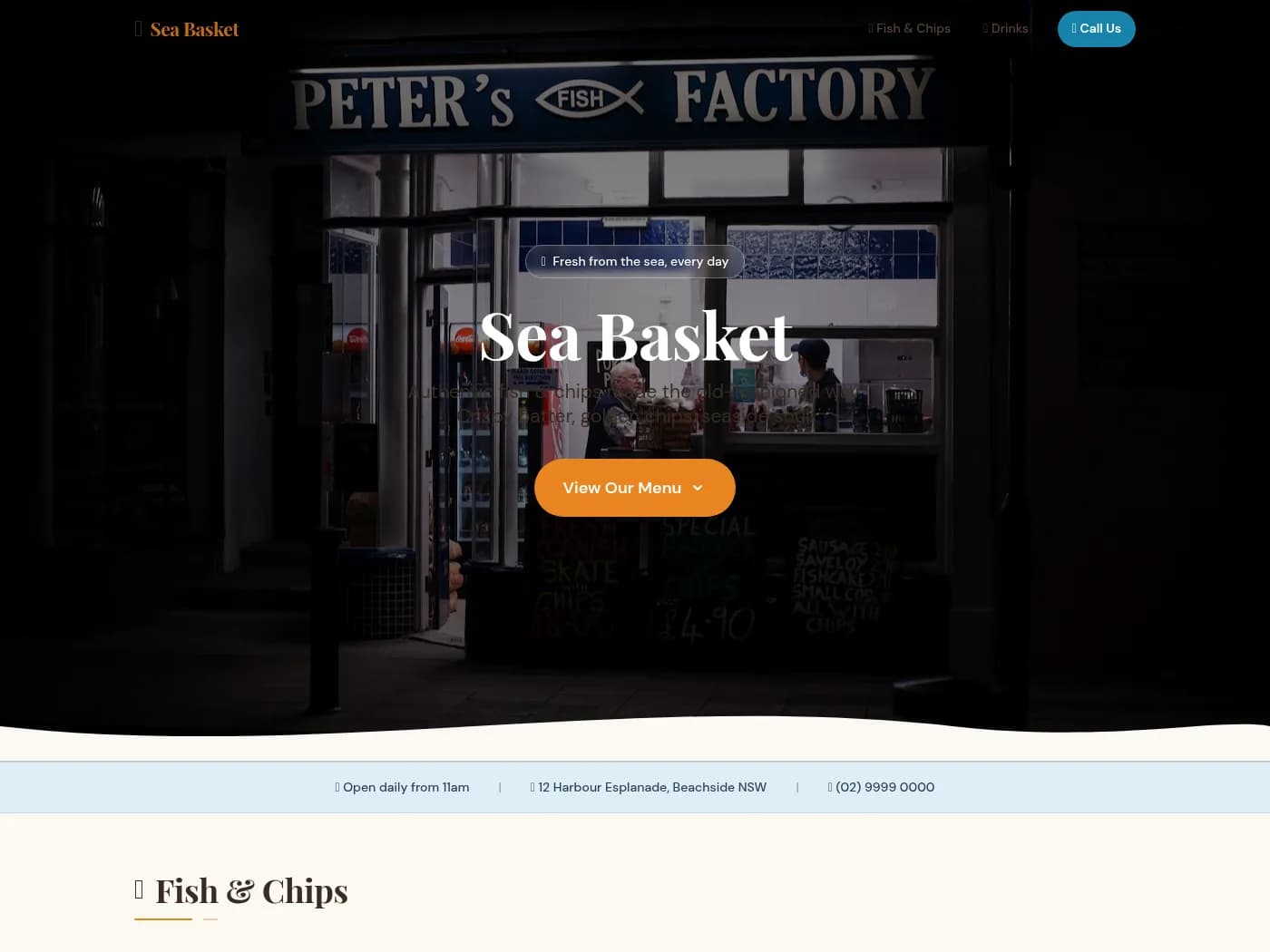 Sea Basket Simple Menu