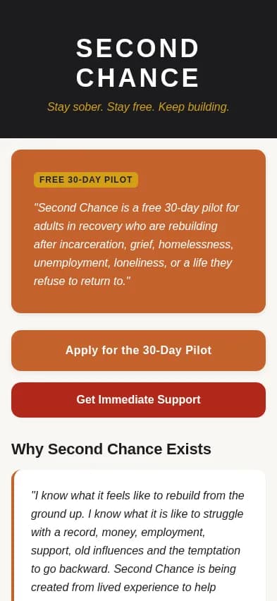 Second Chance Pilot App