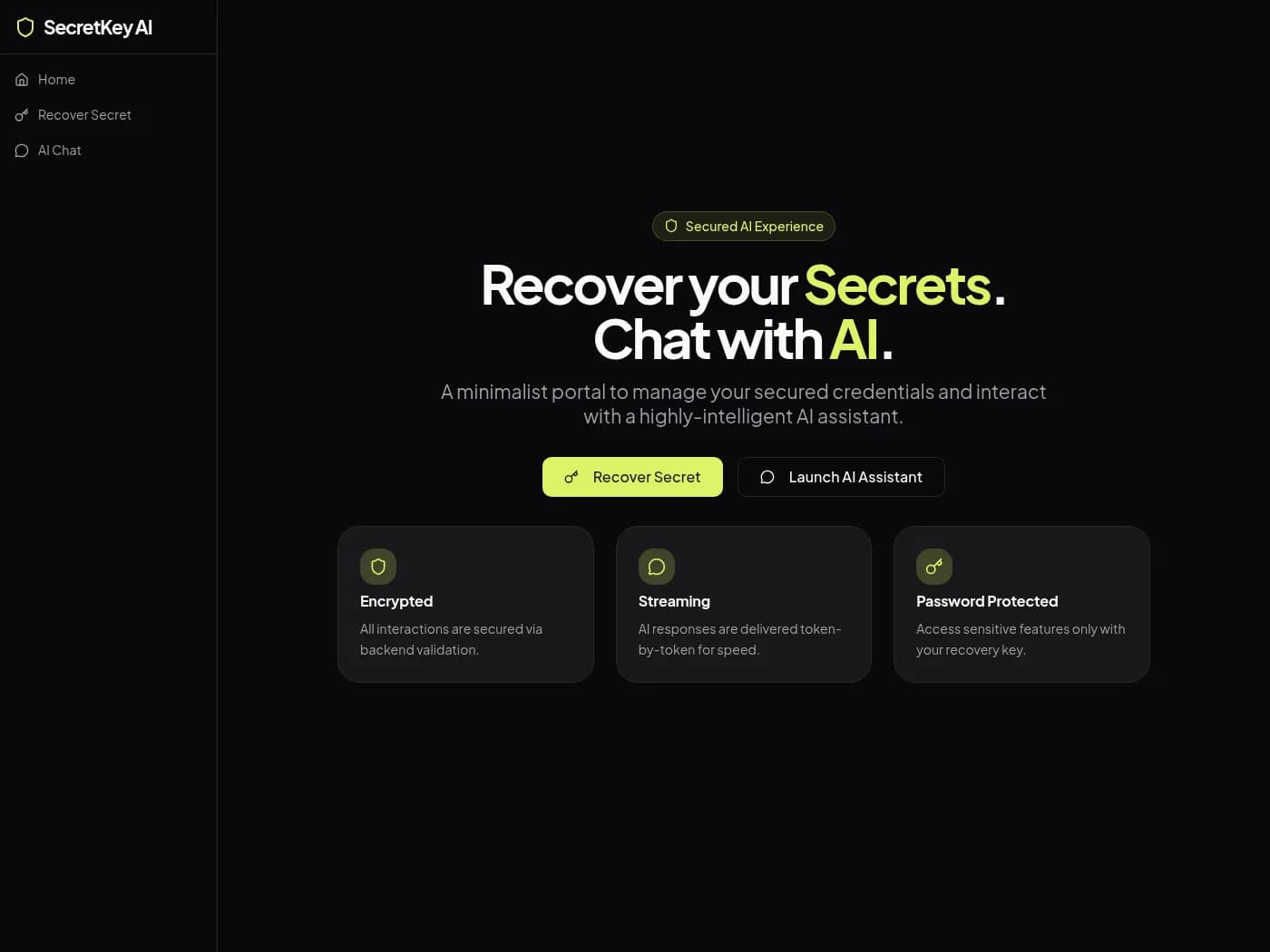 SecretKey AI Portal