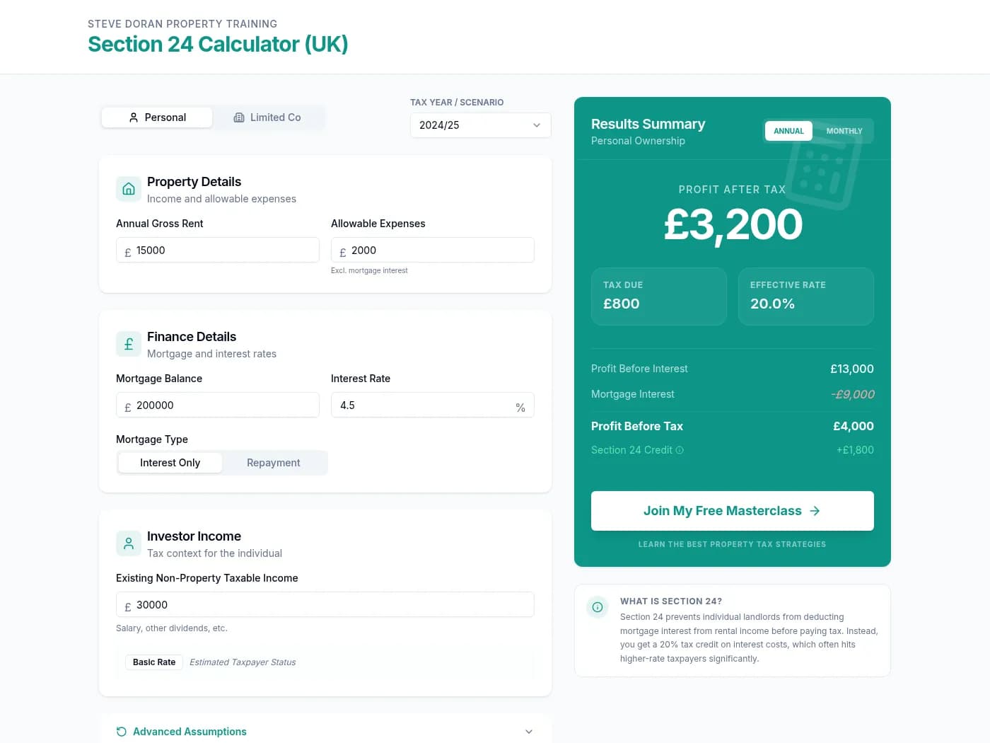Section 24 Tax Calculator