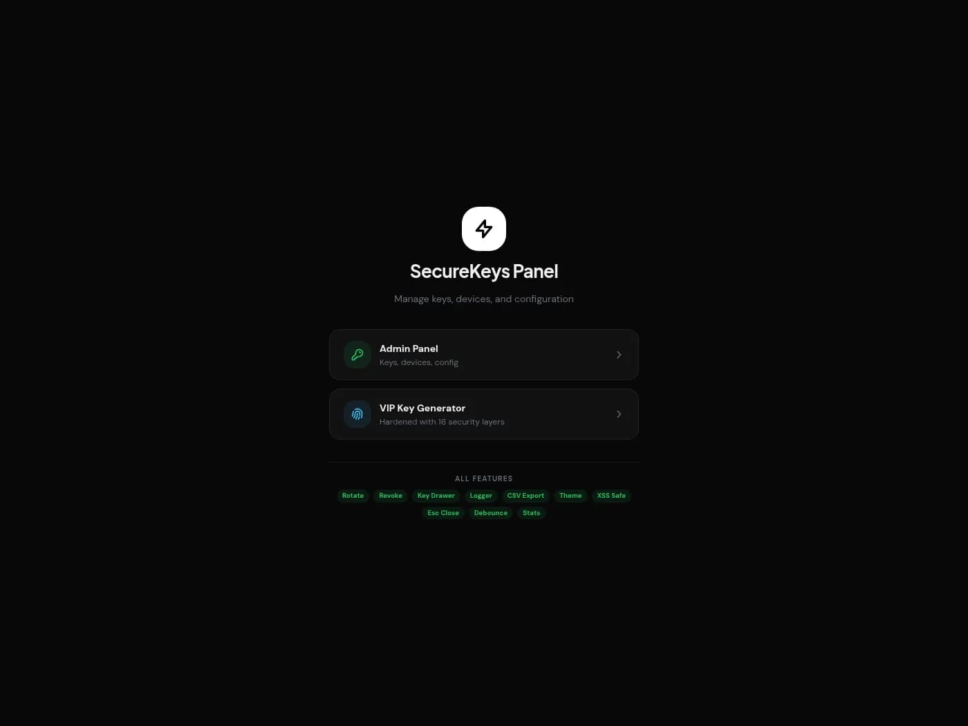 SecureKeys Admin Panel